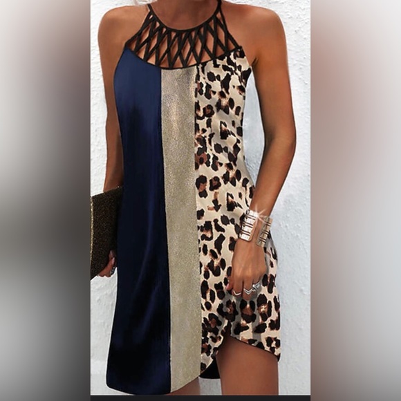 Dresses | Leopard Print Midi Tri Color Dress | Poshmark